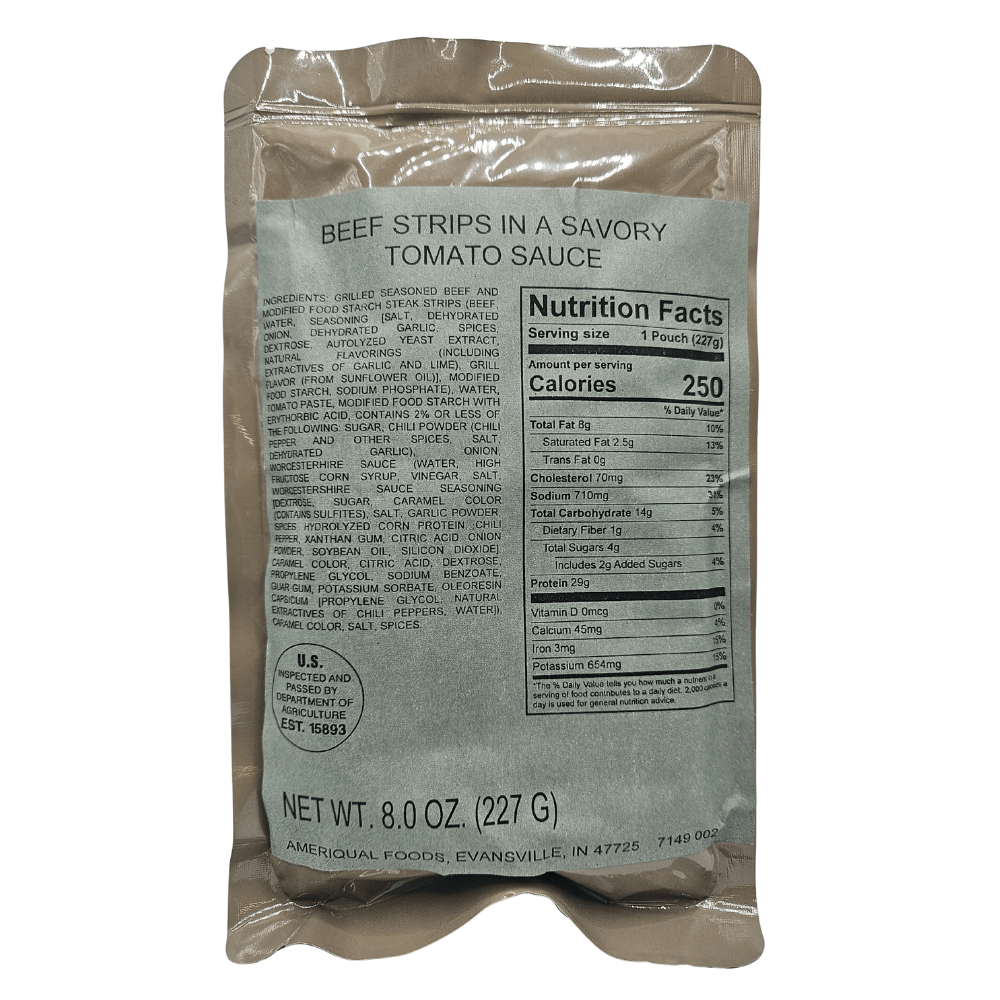 Beef Strips in Savory Tomato Sauce MRE Entree | Genuine USGI – Epidemic ...